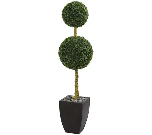NEARLY NATURAL 5' Double Ball Boxwood Topiary Nearly Natura L