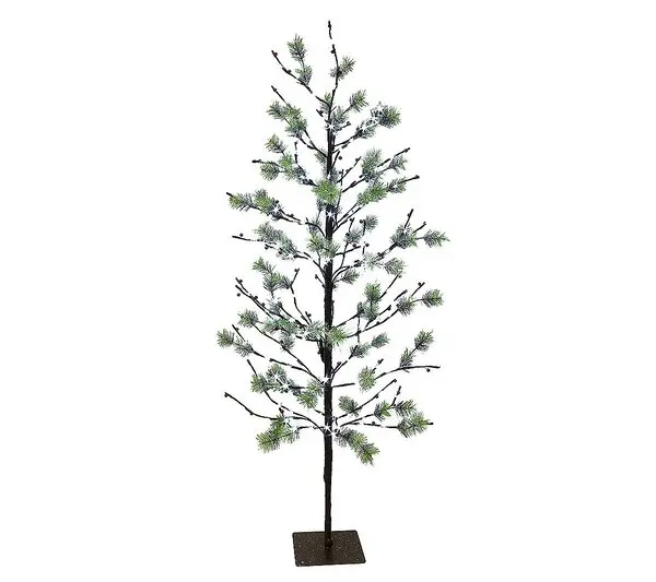PULEO INTERNATIONAL 5' Red Berry Led Artificial Tree With 200 White Twinkle Lights