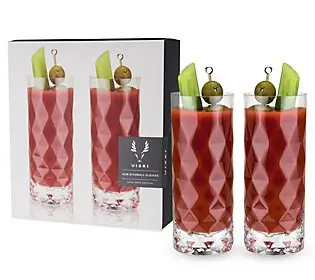 VISKI Set Of 2 Gem Crystal Highball Glasses