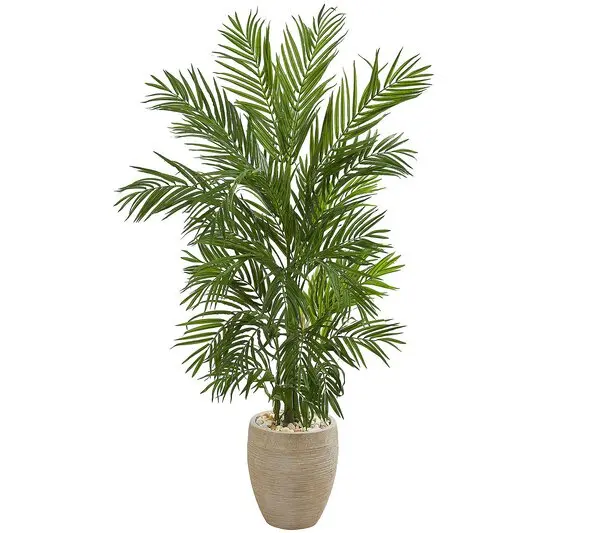 NEARLY NATURAL 5' Areca Palm Tree In Sand Colored Planter N Early Natural