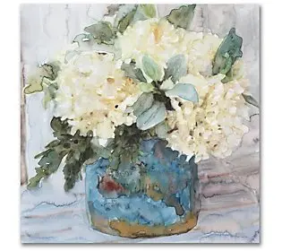 COURTSIDE MARKET White Hydrangeas 16x16 Canvas Wall Art