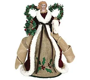 SANTA'S WORKSHOP 16' Country Pointsettis Angel Tree Topper Sa Nta's Workshop