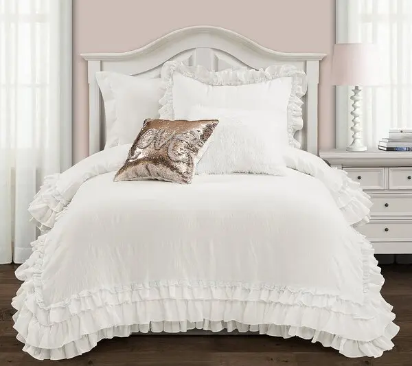 LUSH DECOR Ella Shabby Chic Ruffle Lace 2-piece Twin-xl Co Mforter Set