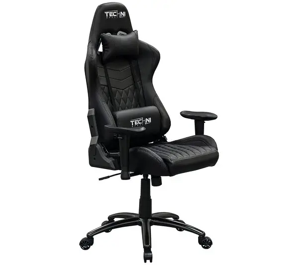 TECHNI SPORT Gg Black Memory Foam Adjustable Pc Gaming Chair