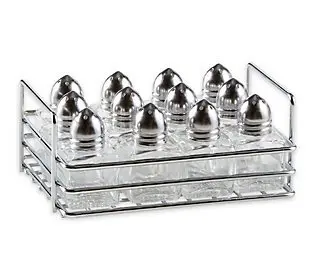 RSVP Set Of 12 Mini Glass Salt & Pepper Shakers With Rack