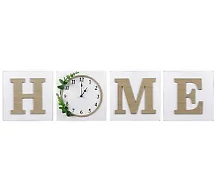 YOUNG'S INC. Young's, Inc. Wood Block Home Wall Clock/sign, Set Of 4