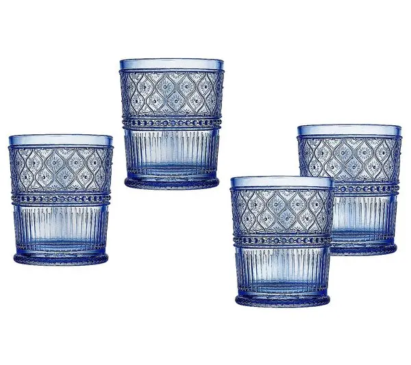 GODINGER Set Of 4 Claro Clear Double Old Fashio Glasses