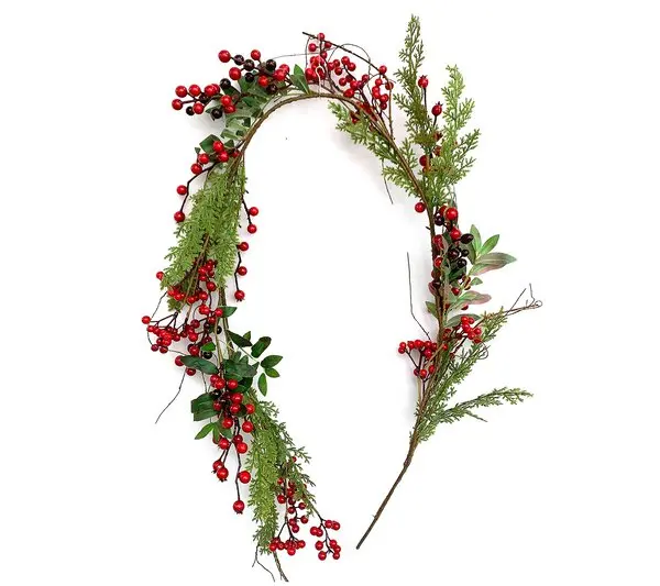 BRITE STAR 5' Mixed Leaves Garland With Berries