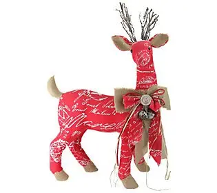 NORTHLIGHT 24' Red And Brown Reindeer With Bow Ecoration