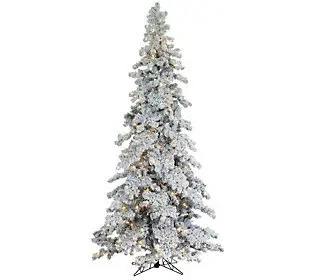 GERSON INTERNATIONAL 9' Heavily Flocked Layered Spruce With 750 Clea R Lights