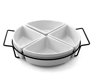 Gibson Gracious Dining Ceramic 4-section Tray With Met Al Rack
