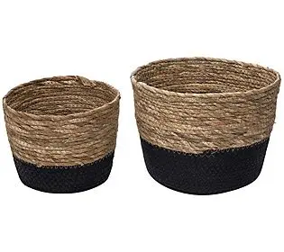 FORESIDE HOME & GARDEN Aldis Natural Baskets La Rge, Set Of 2