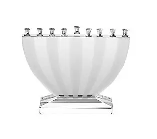 COPA JUDAICA Frosted Stripes Crystal Menorah