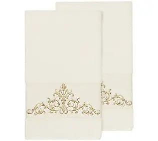 LINUM HOME TEXTILES Scarlet 2pc Embellished Bat H Towel Set