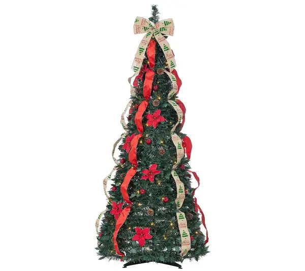 STERLING 6-ft H Decorated Green Pop Up Pre-lit Pine Tree Co