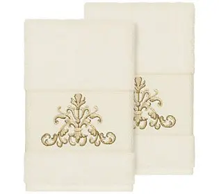 LINUM HOME TEXTILES Scarlet 2pc Embellished Han D Towel Set