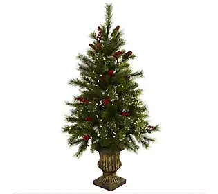 NEARLY NATURAL 4' Christmas Tree With Pine Cones In Urn Nea Rly Natural