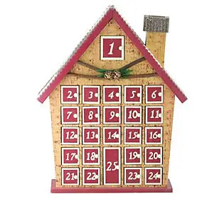 NORTHLIGHT 15' Red & Beige House W/ Calendar Ta Bletop Decor