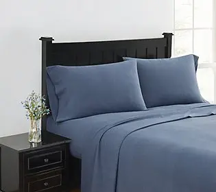 London Fog Solid Flannel 4 Piece Queen Sheet Se T