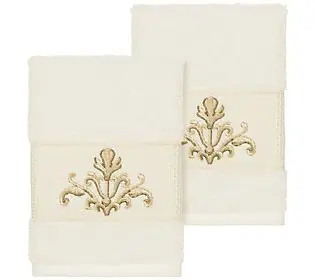 LINUM HOME TEXTILES Scarlet 2pc Embellished Was Hcloth Set