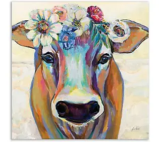 COURTSIDE MARKET Beau With Flowers 16x16 Canvas Wall Art