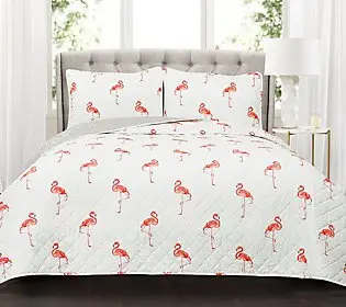 LUSH DECOR Kelly Flamingo 3-piece Full/queen Quilt Set Ush Decor