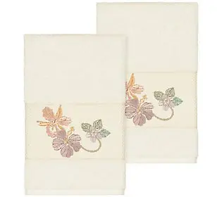 LINUM HOME TEXTILES Caroline 2pc Embellished Ha Nd Towel Set