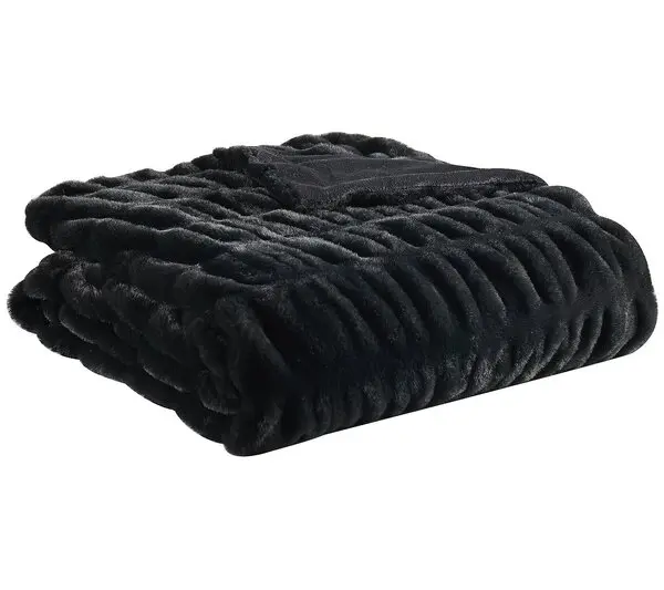 Badgley Mischka Home Ruched Faux Rabbit Fur 50x 0 Throw