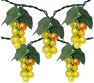 NORTHLIGHT 5 Green Grape Cluster Patio String L Ight Set 6