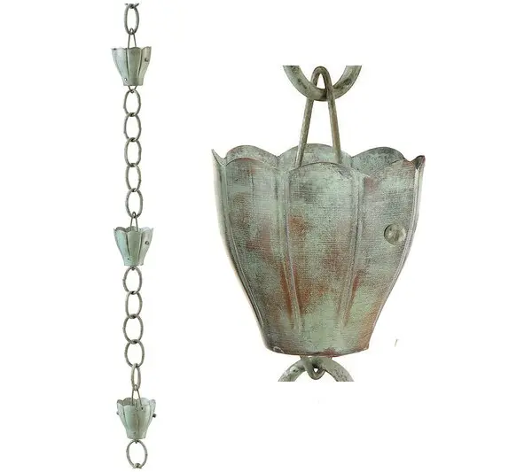 GOOD DIRECTIONS Antiqued Copper 8.5' Crocus Rain Chain Good Irections