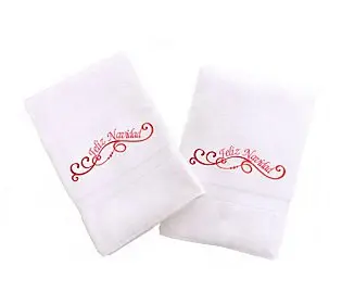 LINUM HOME TEXTILES Embroidered Hand Towels Wit H Feliz Navidad