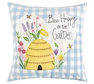 VALERIE PARR HILL 18' X 18' Bee Happy In Blue Throw Pillow Val Erie