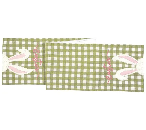 VALERIE PARR HILL 13'x72' Easter Bunny Ears Embroidered Table Run Ner Valerie