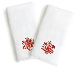 LINUM HOME TEXTILES Linum Home Embroidered Luxury Hand Towels Sno Flake S/2