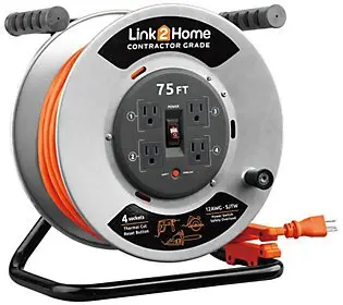LINK2HOME 75' Contractor-grade Extension Cord R Eel W/4 Outlet