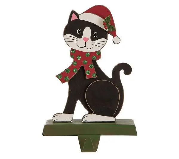 GLITZHOME Friendly Felix The Kitty Christmas St Ocking Holder
