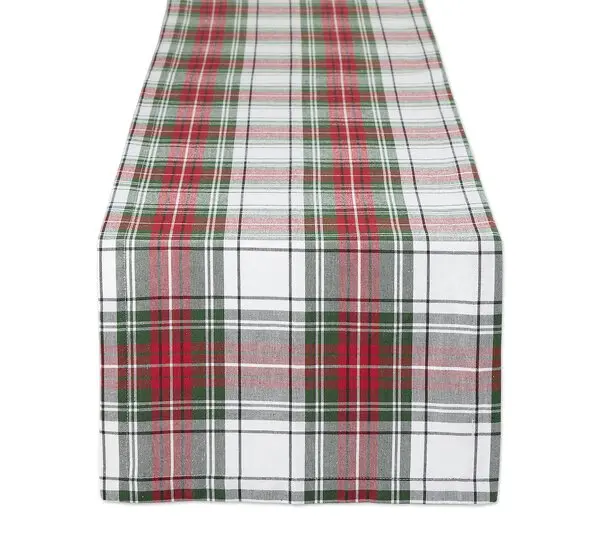 DESIGN IMPORTS Christmas Plaid Table Runner 14' X 108