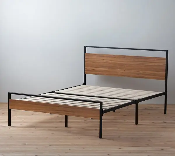 BROOKSIDE Nora Metal And Wood Platform Bed Frame, King