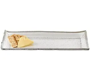 BADASH CRYSTAL Crystal Silver Edge Rectangular Serving Platter