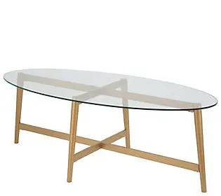 HUDSON&CANAL Olson Modern Oval Coffee Table W G Lass Top