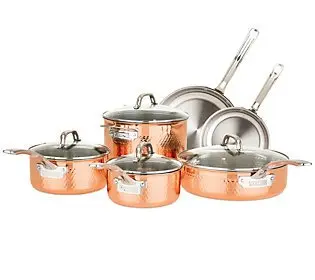 VIKING Copper Clad 3-ply Hammered 10-piece Set
