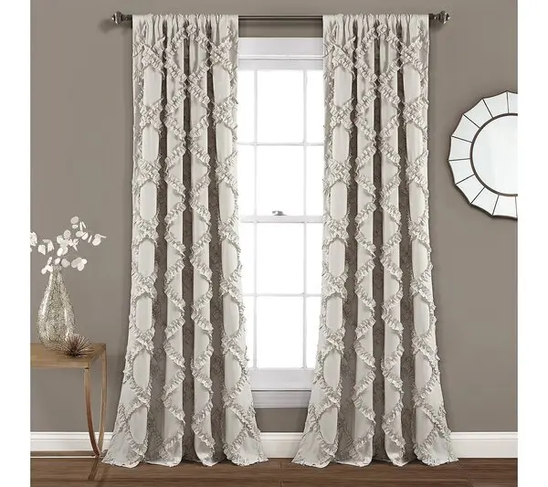 LUSH DECOR Ruffle Diamond 54x84 Window Panel Pair Lush Ecor