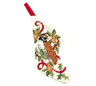 C&F HOME Partridge In Pear Petit Point Mini Sto Cking