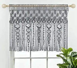 LUSH DECOR Boho Macrame Textured Cotton Valance/wall Decor By