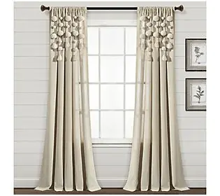 LUSH DECOR Boho Pom Pom Tassel Linen 52' X 84' Window Pane L Lush Deco