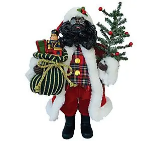 SANTA'S WORKSHOP 15' Black Tartan Plaid Santa Santa's Worksho P