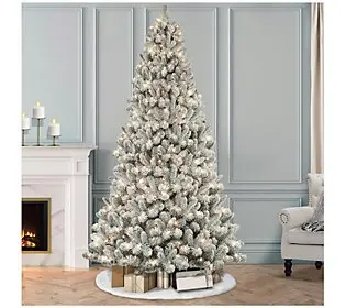 PULEO INTERNATIONAL Puleo Pre-lit 7.5' Flocked Virginia Pine Christ Mas Tree