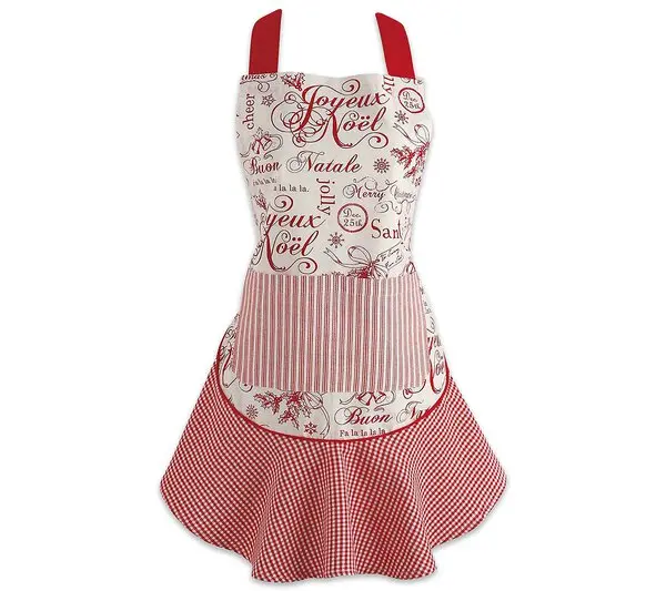 DESIGN IMPORTS Vintage Christmas Ruffle Apron