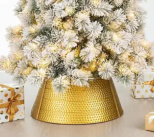 GLITZHOME 22'd 3-piece Hammered Metal Christmas Tree Collar