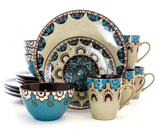 ELAMA Clay Hart 16-piece Round Stoneware Dinner Ware Set